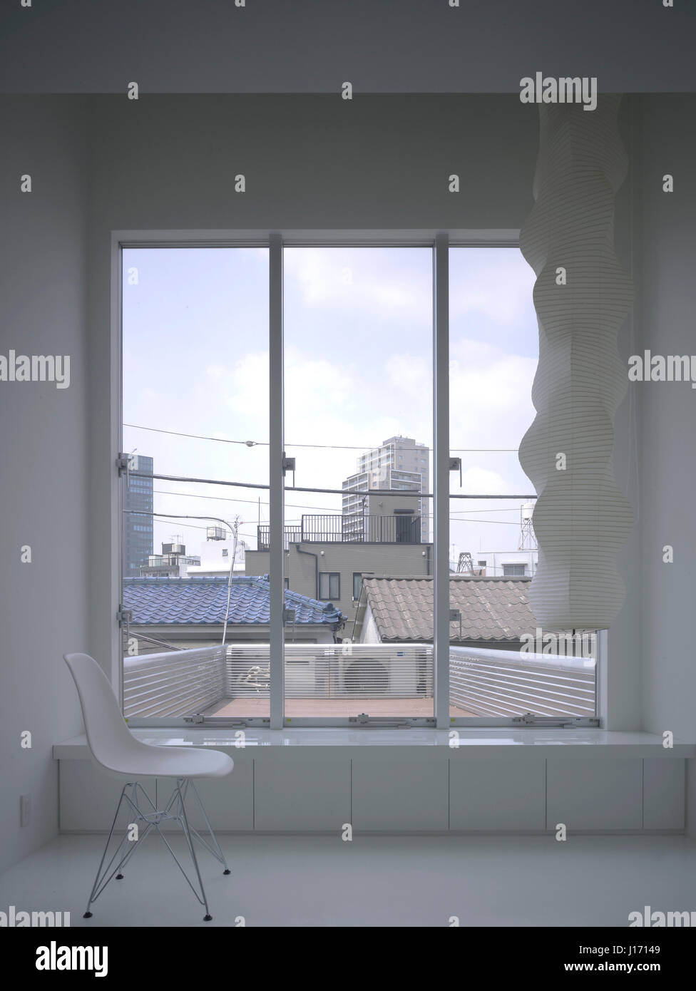 Window view towards city from upper floor. Townhouse in Tokyo, Tokyo ...