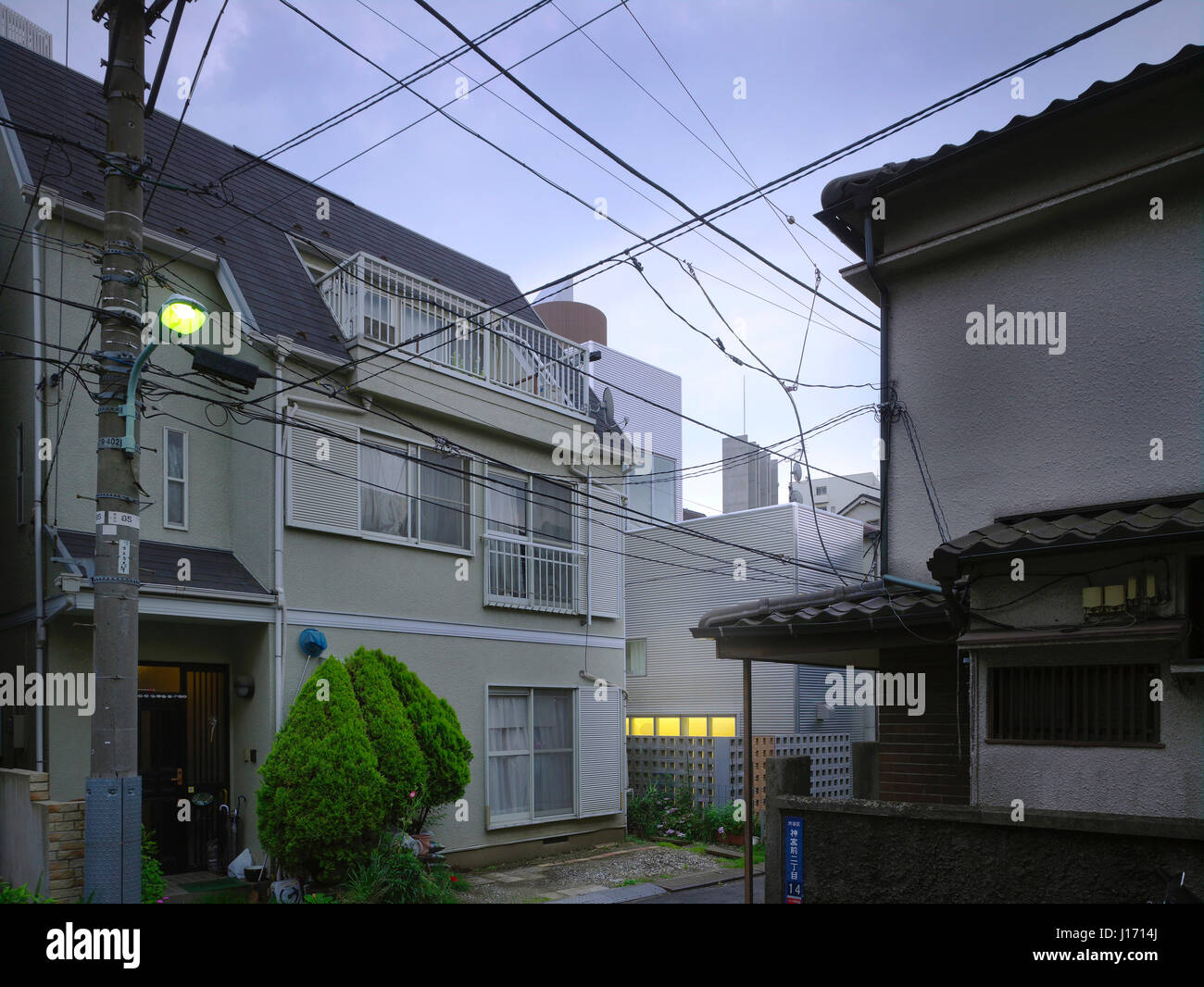 Street view with compact house and context. Townhouse in Tokyo, Tokyo ...