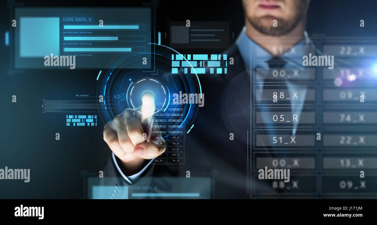 Businessman touching screen virtual hi-res stock photography and images - Alamy