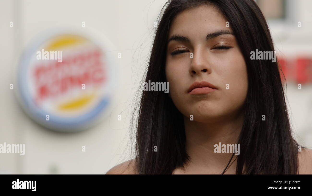 Unhappy At Fast Food Stock Photo - Alamy