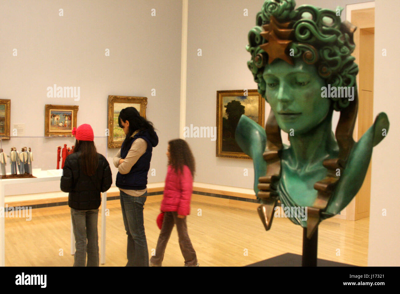 Mother and children visiting art museum/ gallery Stock Photo - Alamy