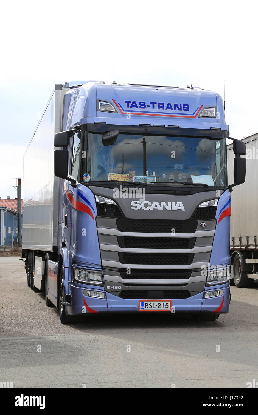 FORSSA, FINLAND - APRIL 16, 2017: Next generation Scania S450 semi FRC ...