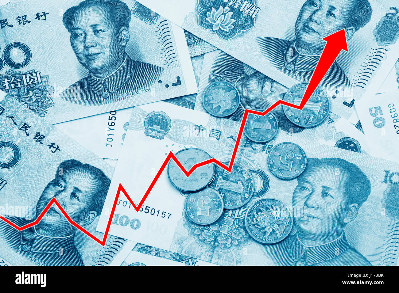 Graph illustrating the rise of the Chinese Yuan or RMB on the ...