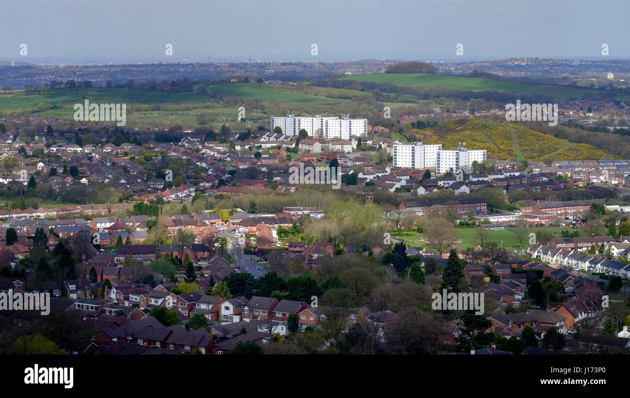Aerial view of the Birmingham suburbs on the south side of the city ...