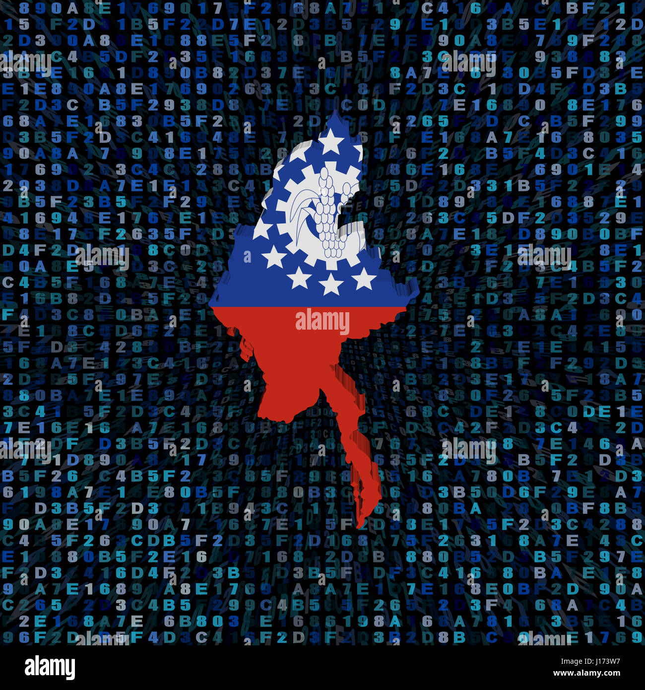 Myanmar map flag on hex code illustration Stock Photo - Alamy