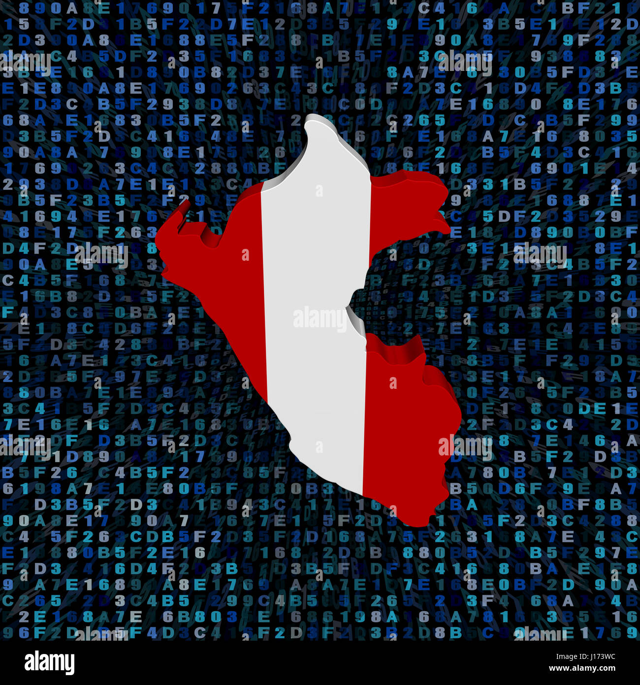 Peru map flag on hex code illustration Stock Photo - Alamy