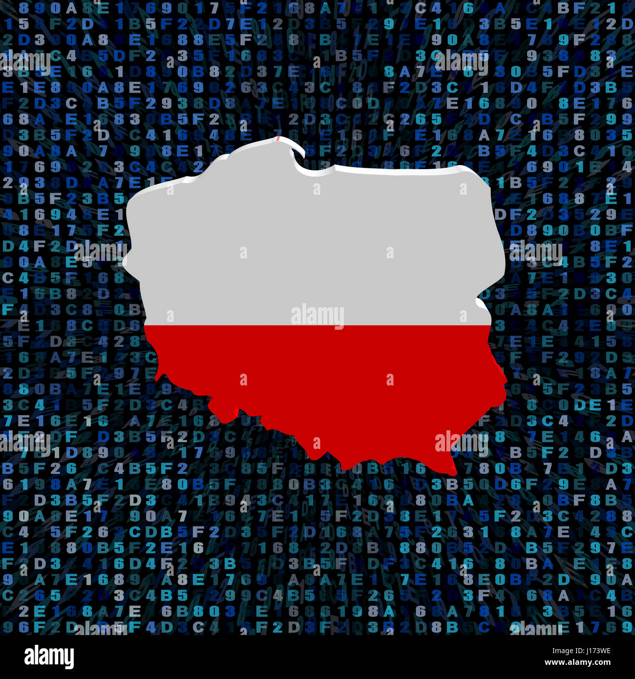Poland map flag on hex code illustration Stock Photo - Alamy
