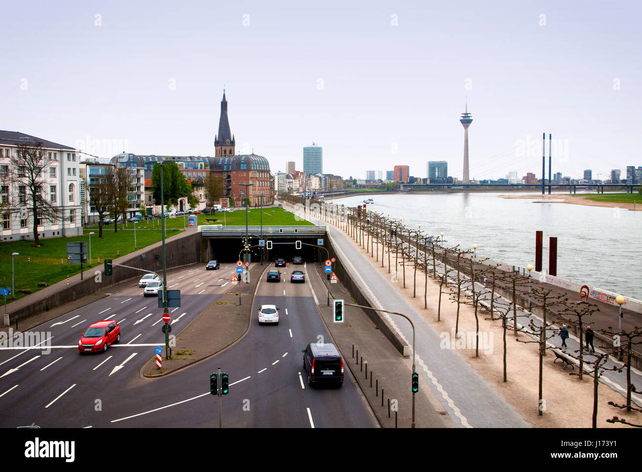 Germany, Duesseldorf, entrance to the tunnel of the federal road B1 ...