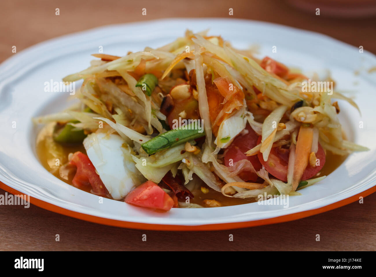 SOM-TAM, Thai delicious raw papaya salad with unique taste hot and ...