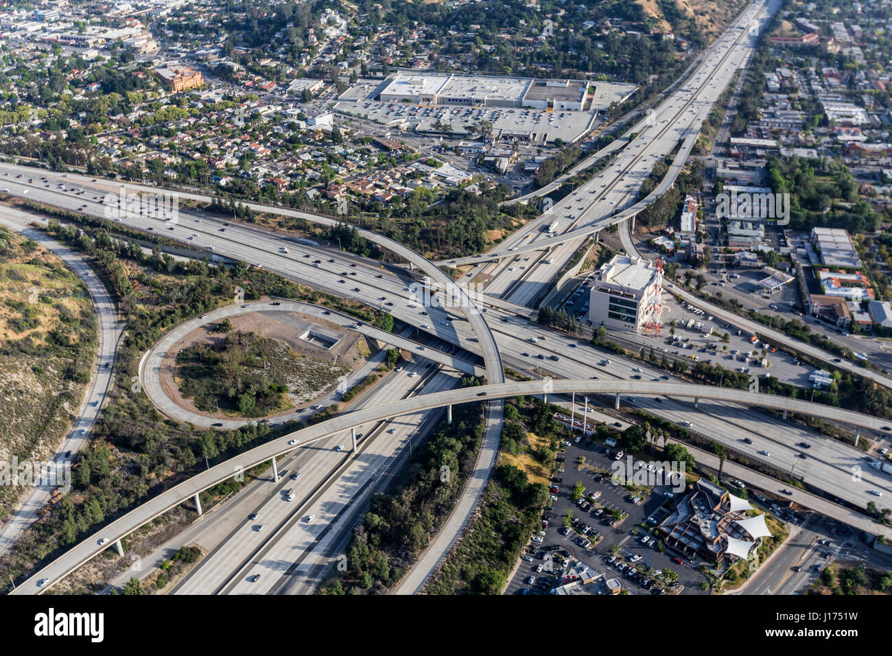Aerial view of Ventura 134 and Glendale 2 freeway interchange in the ...