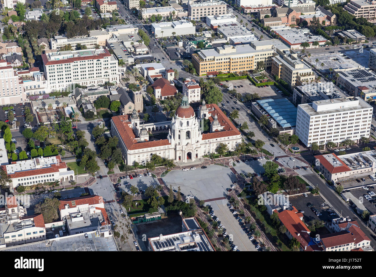 Aerial view of Pasadena City Hall in Southern California Stock Photo ...