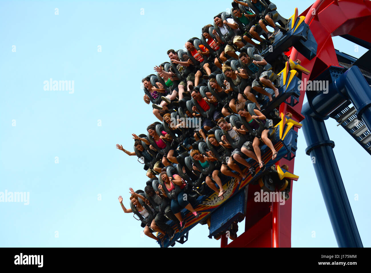 theme park people on rides and coasters Stock Photo - Alamy