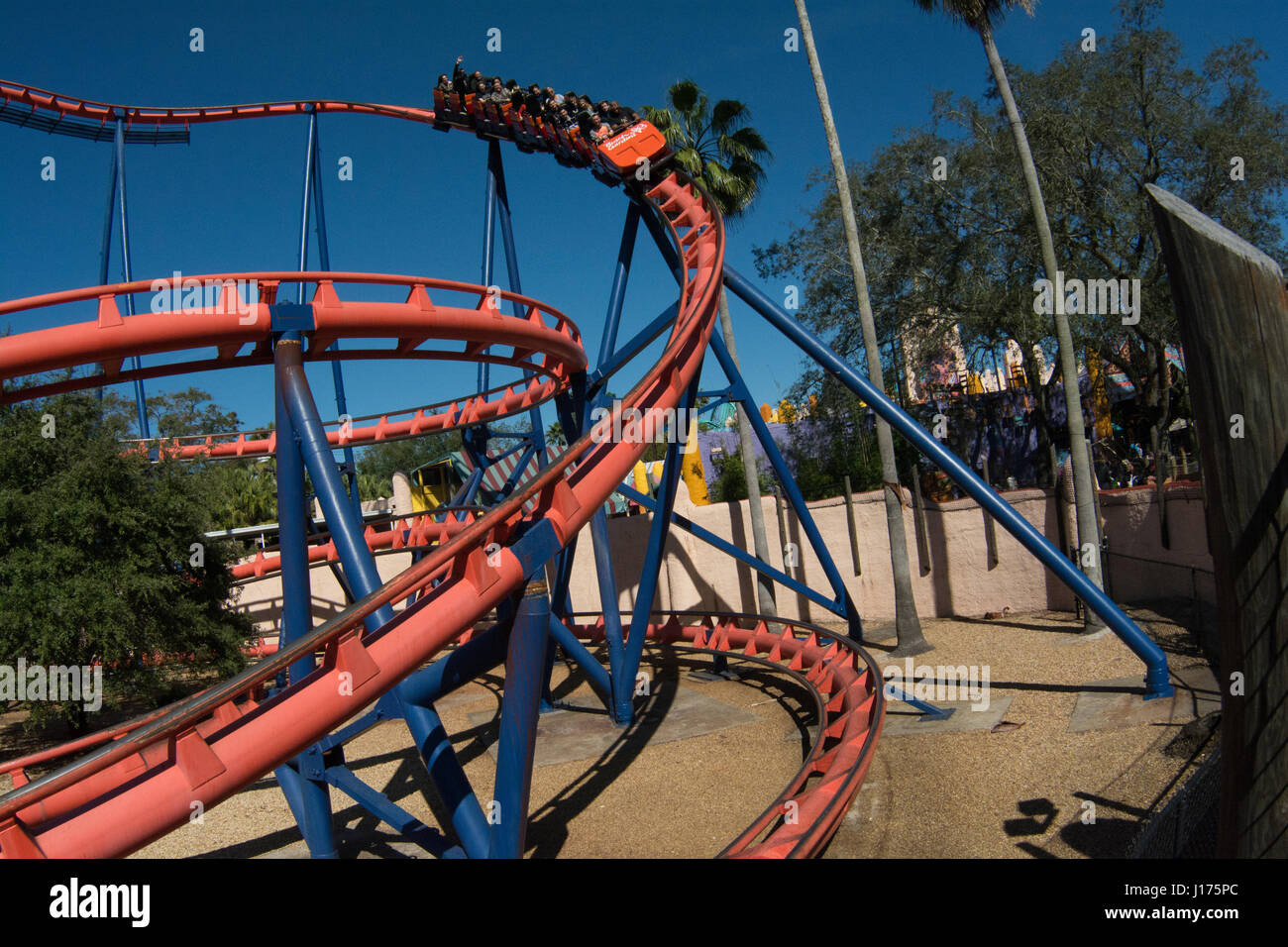 theme park people on rides and coasters Stock Photo - Alamy