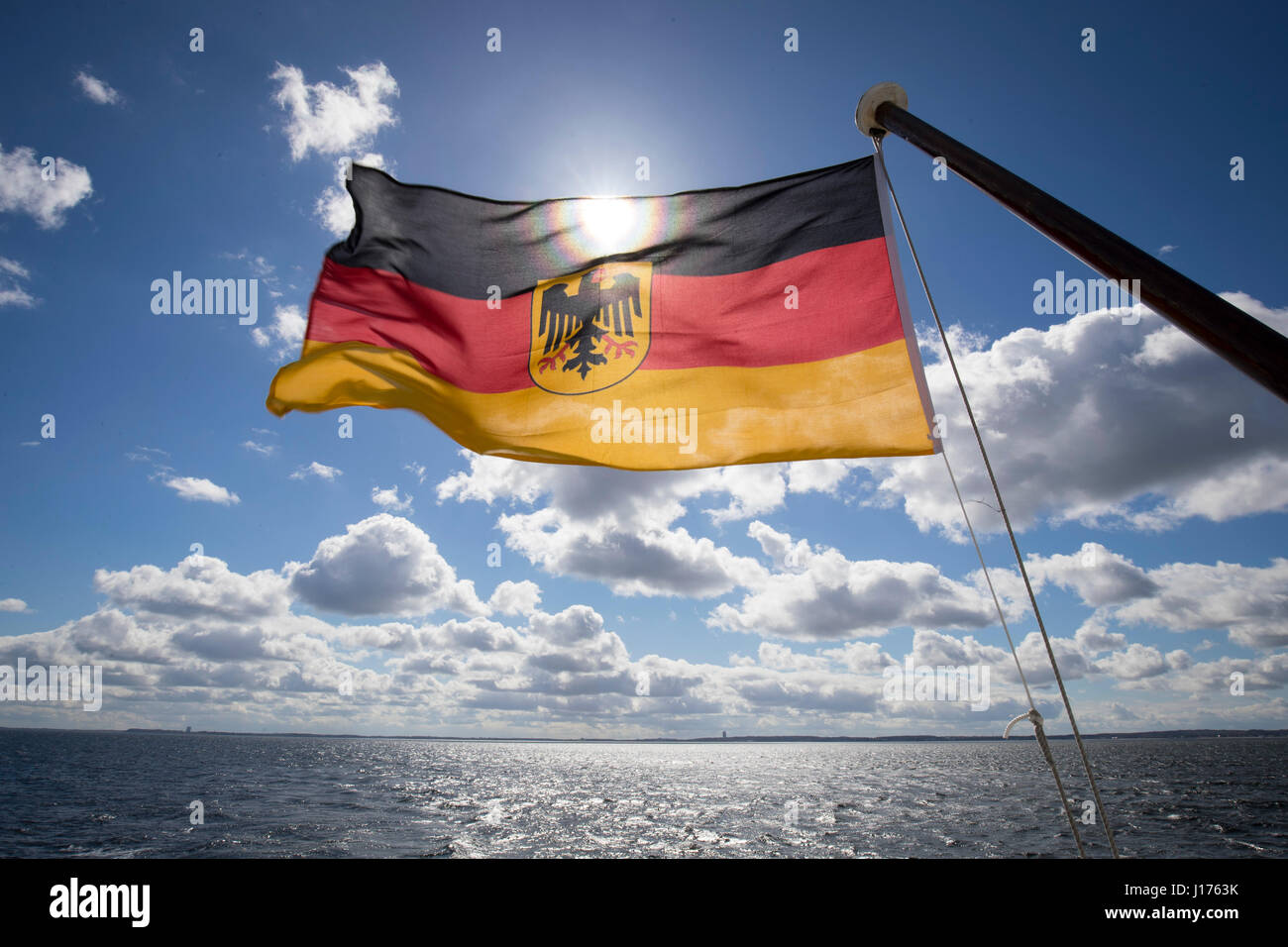 An official flag of the naval forces of the German Marine can be seen ...