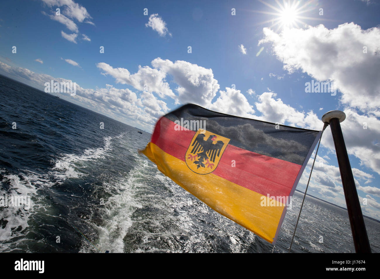 An official flag of the naval forces of the German Marine can be seen ...