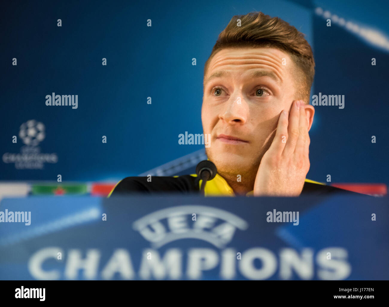 Monaco. 18th April, 2017. dpatop - Borussia Dortmund's Marco Reus ...