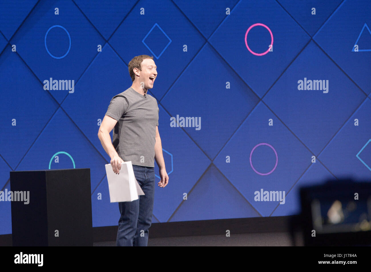 San Jose, US. 18th Apr, 2017. Mark Zuckerberg, founder of Facebook ...