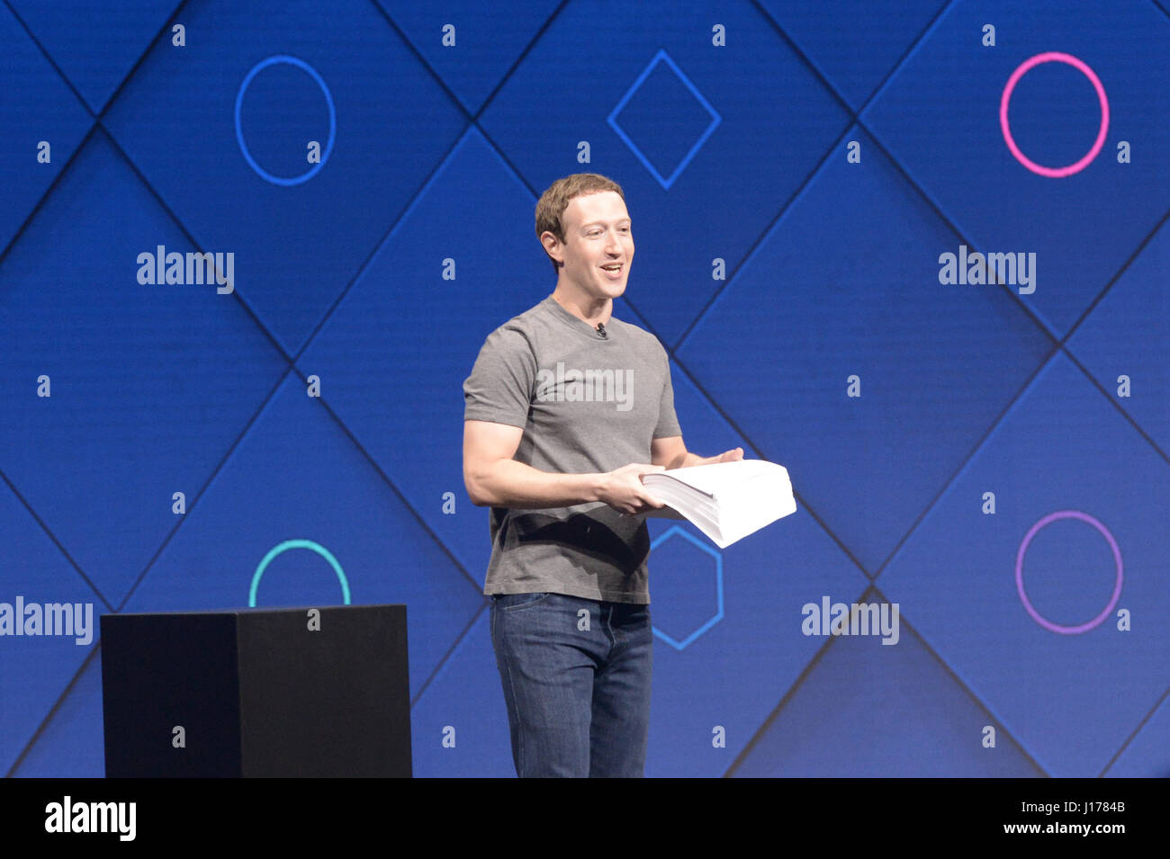 San Jose, US. 18th Apr, 2017. Mark Zuckerberg, founder of Facebook ...