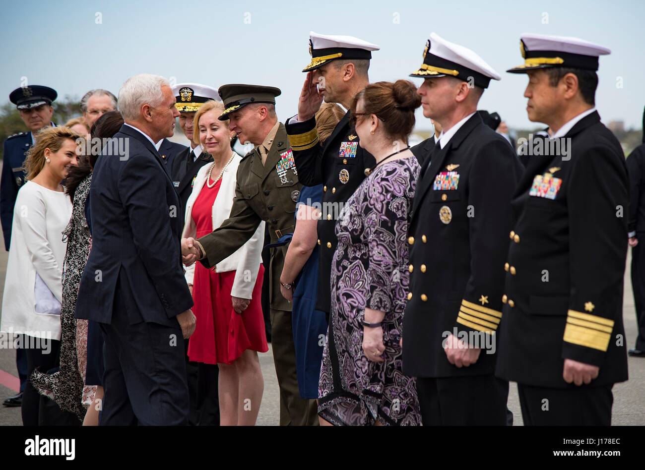 Michael Doan, Japan. 18th Apr, 2017. U.S. Navy Rear Adm. Matthew Carter ...