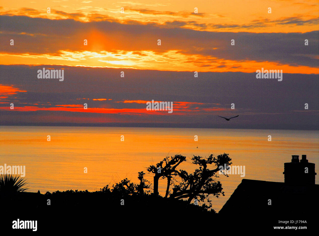 Lyme Bay, Dorset, UK. 18th Apr, 2017. A gorgeous sunset over Lyme Bay ...