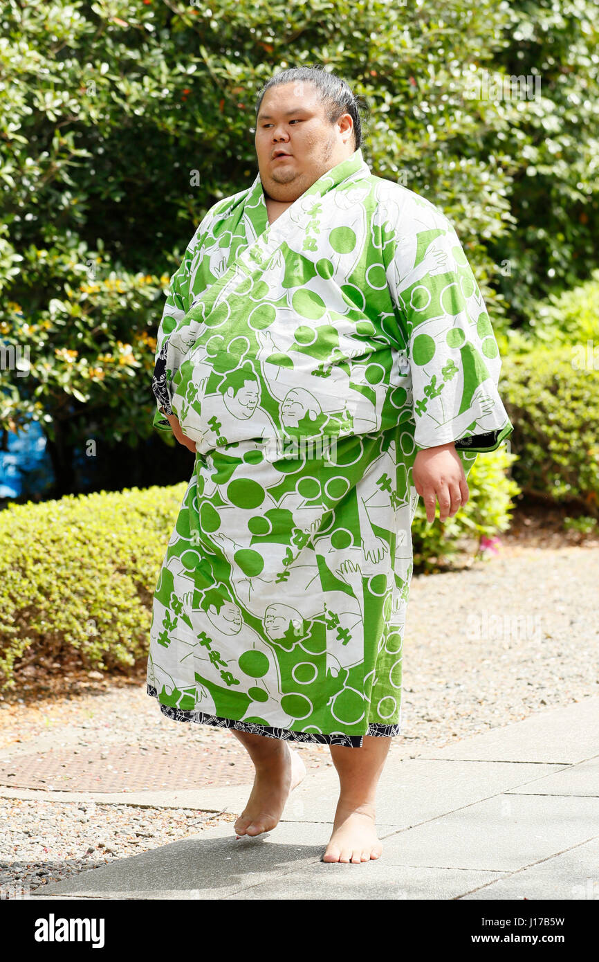 Tokyo, Japan. 17th Apr, 2017. Chiyomaru Sumo : Yasukuni Shrine Honozumo ...