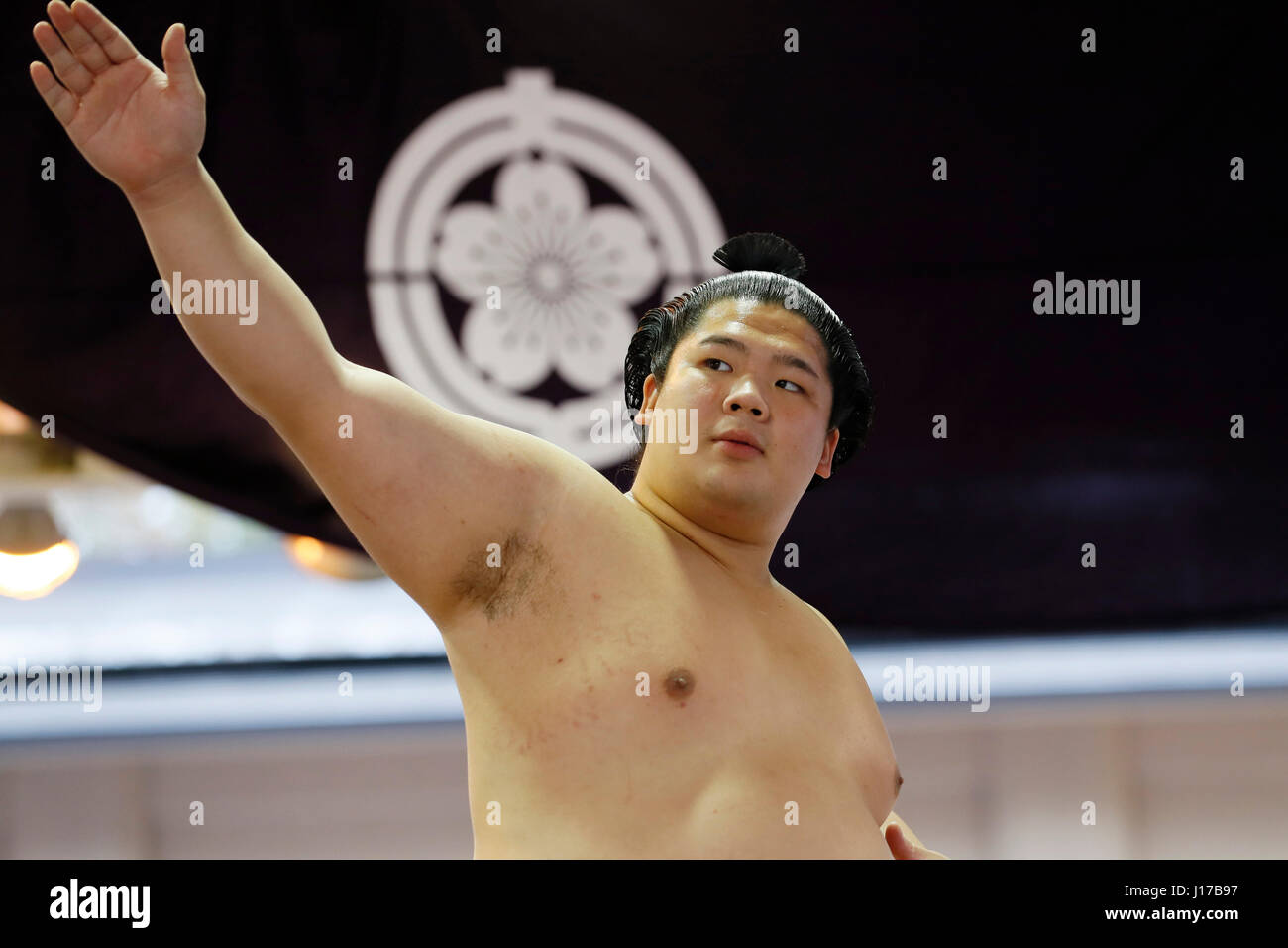 Tokyo, Japan. 17th Apr, 2017. Ura Sumo : Yasukuni Shrine Honozumo is a ...