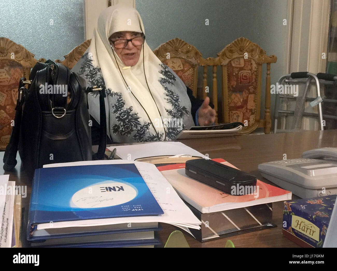 Iranian presidential candidate Asam Taleghani gives a press conference ...