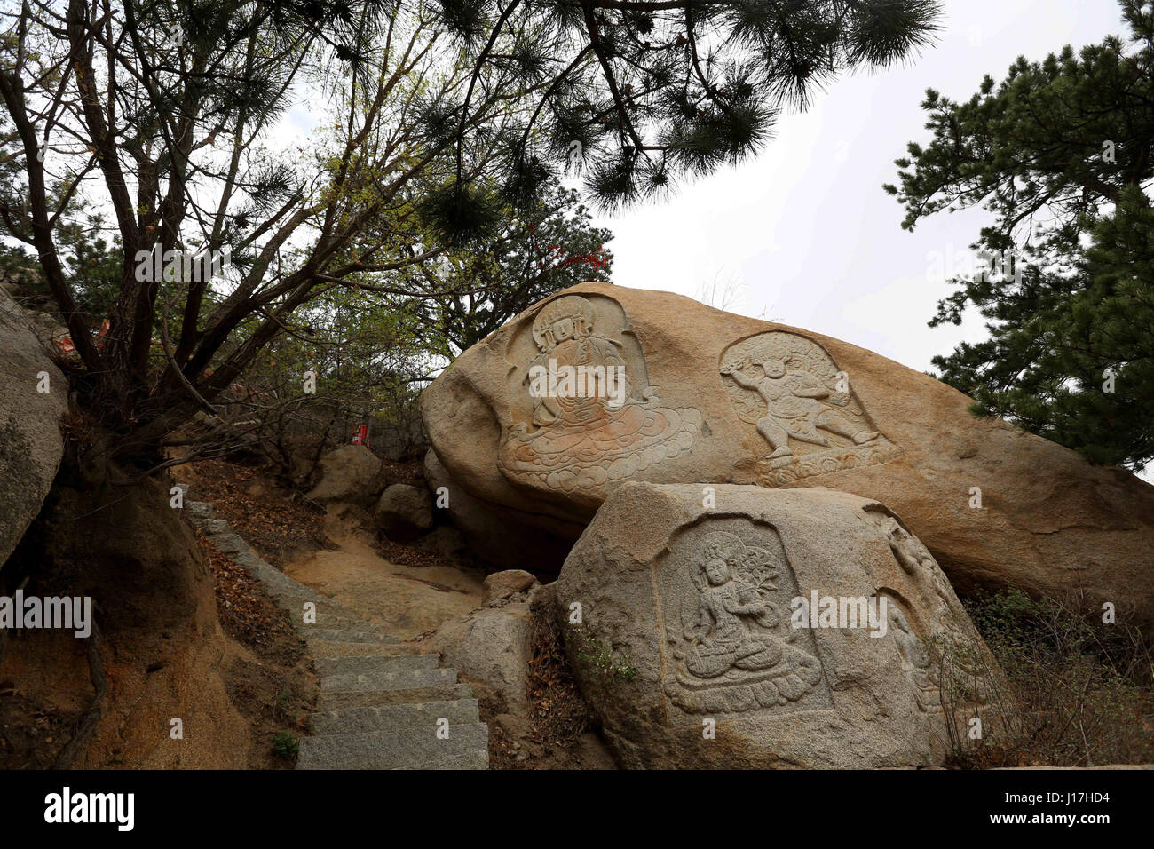 Fuxin, China. 18th Apr, 2017. Buddhist cliff carvings at Haitang ...