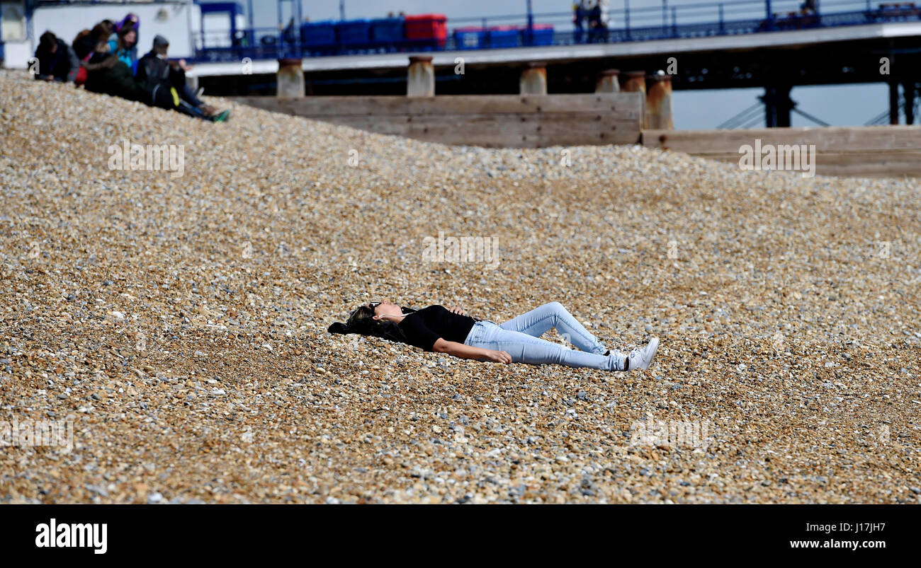 Female sunbather enjoying the weather hi-res stock photography and ...