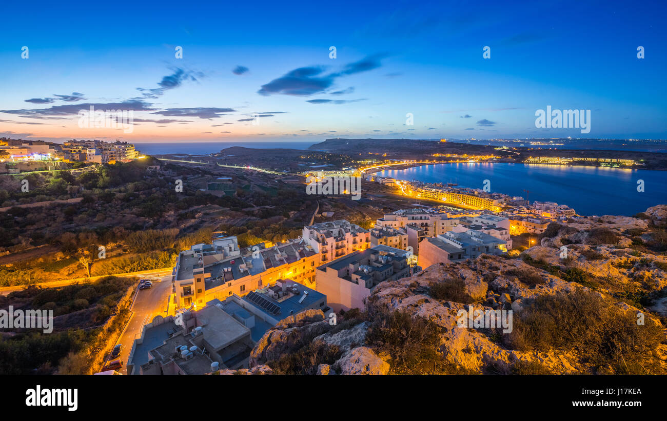Il-Mellieha, Malta - Beautiful panoramic skyline view of Mellieha bay ...