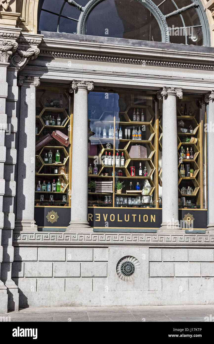 Frontage and window of a Revolution bar at Newcastle upon Tyne Stock ...