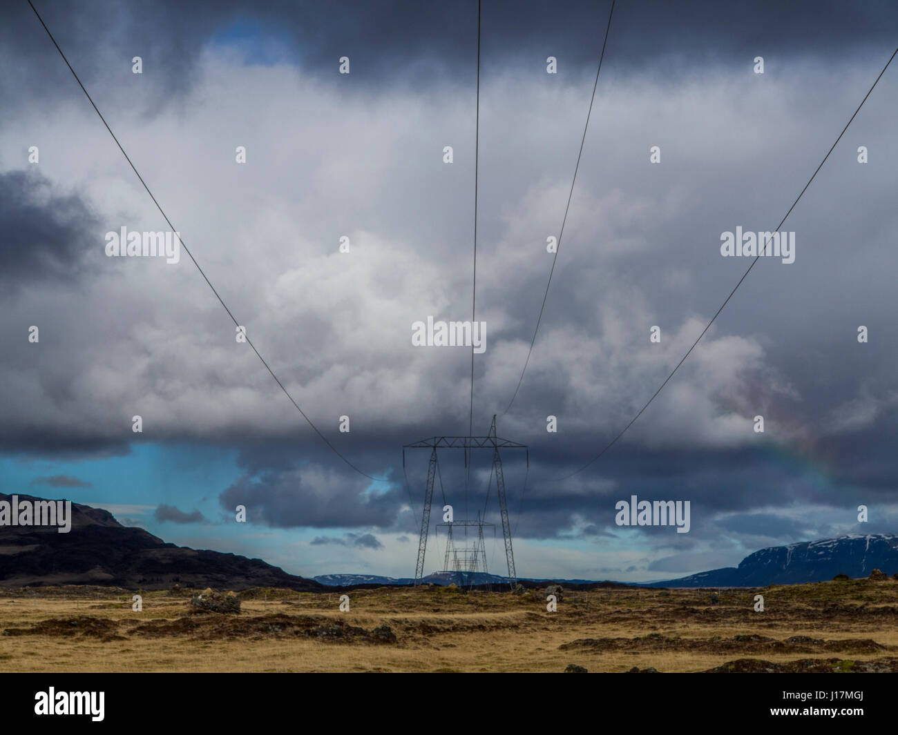 Icelandic electricty pylons Stock Photo - Alamy