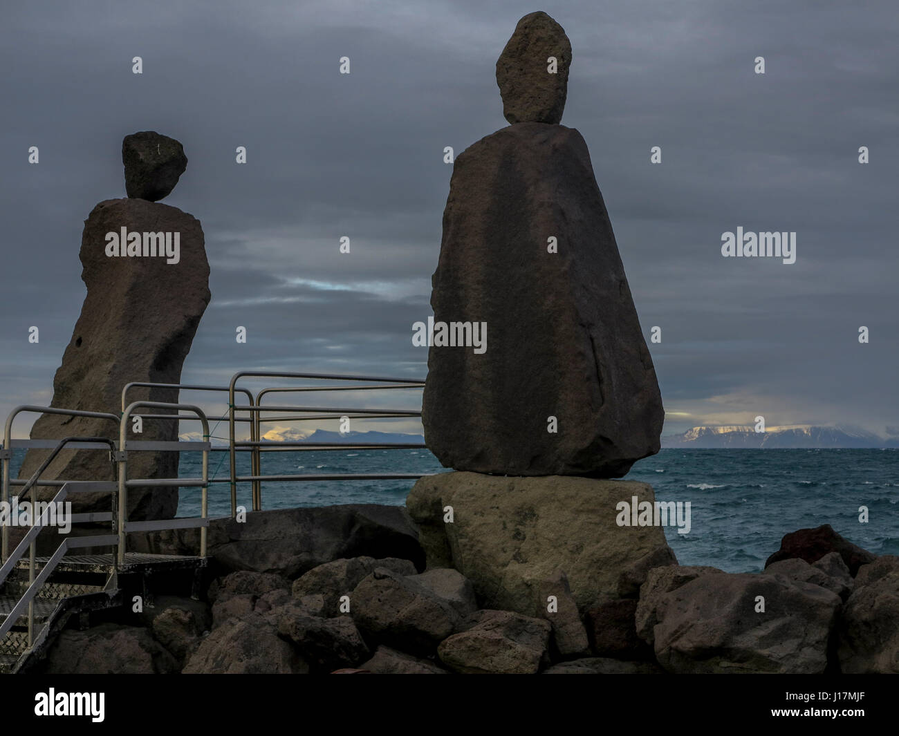 Statues representing humans in the Icelandic town of Keflavik Stock ...