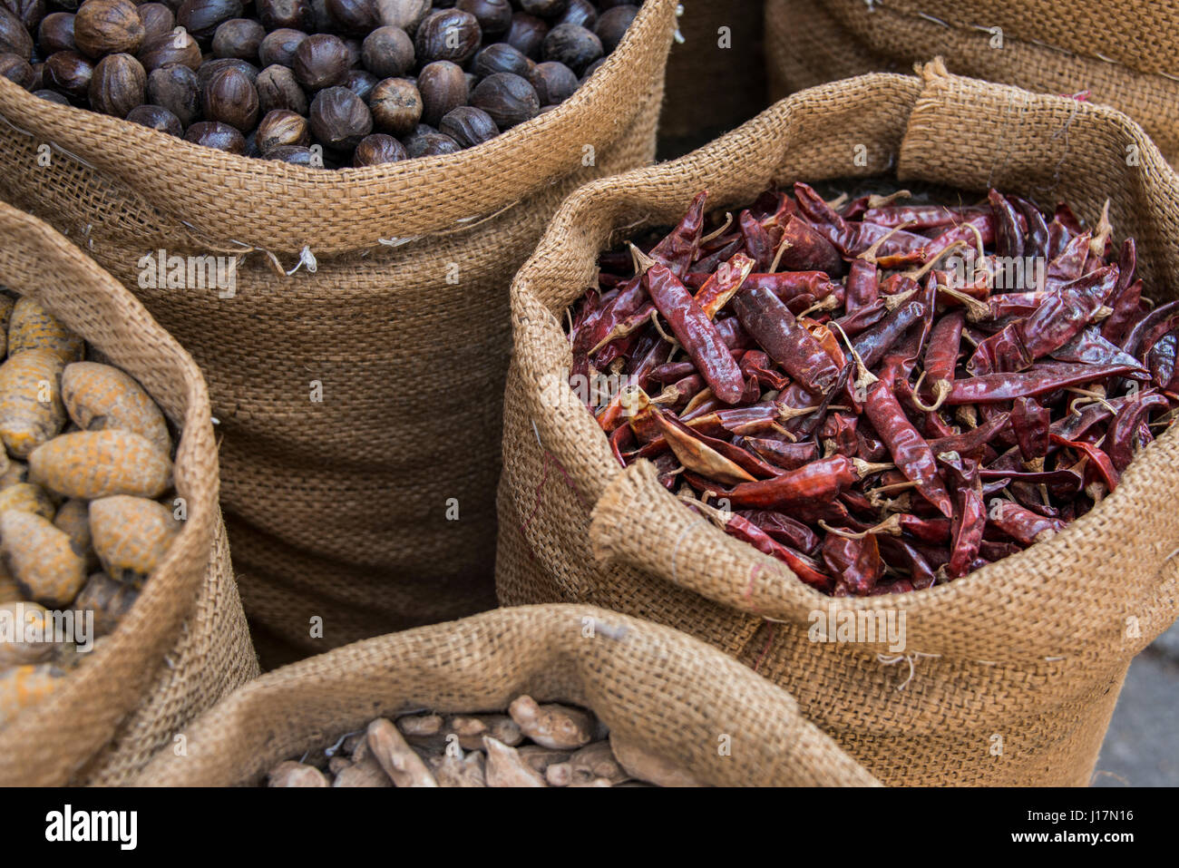 India, State of Kerala, port city of Cochin. Spice market Stock Photo ...