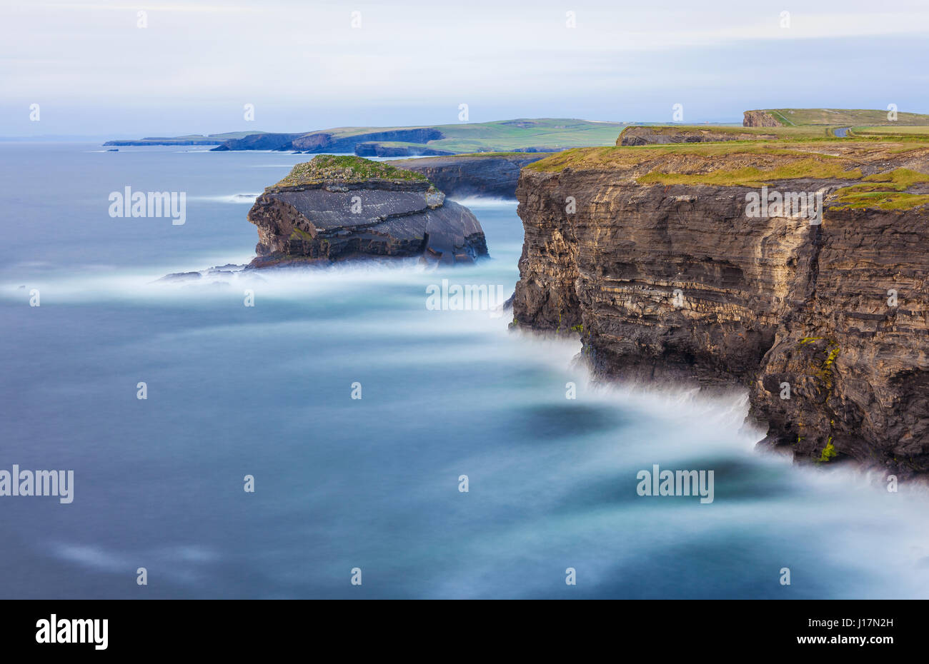 Kilkee Cliffs during sunset, County Clare, Ireland. Long exposure Stock ...
