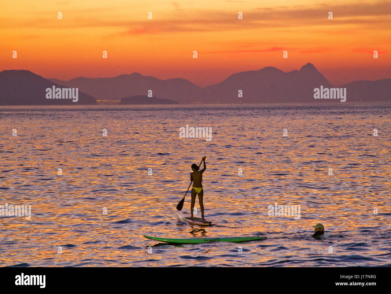 Stand Up practice early morning at Praia Vermelha, Urca, Rio de Janeiro ...