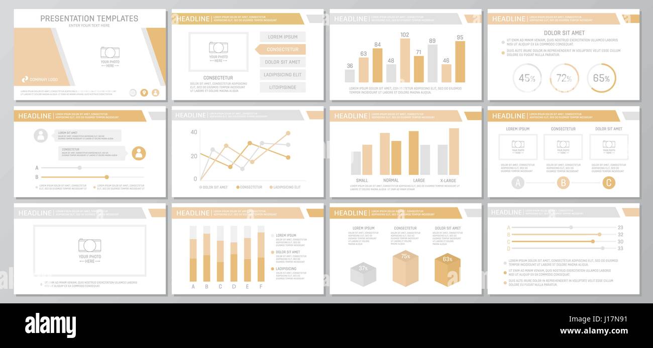 Set of colored elements for multipurpose presentation template slides ...