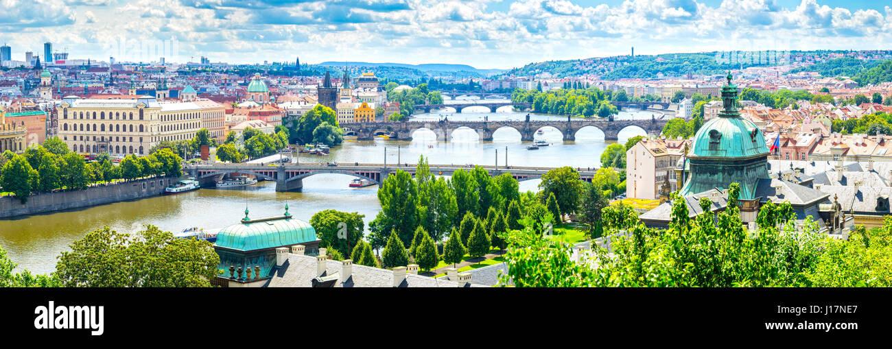 Views along the River Vltava and its many bridges including Charles ...
