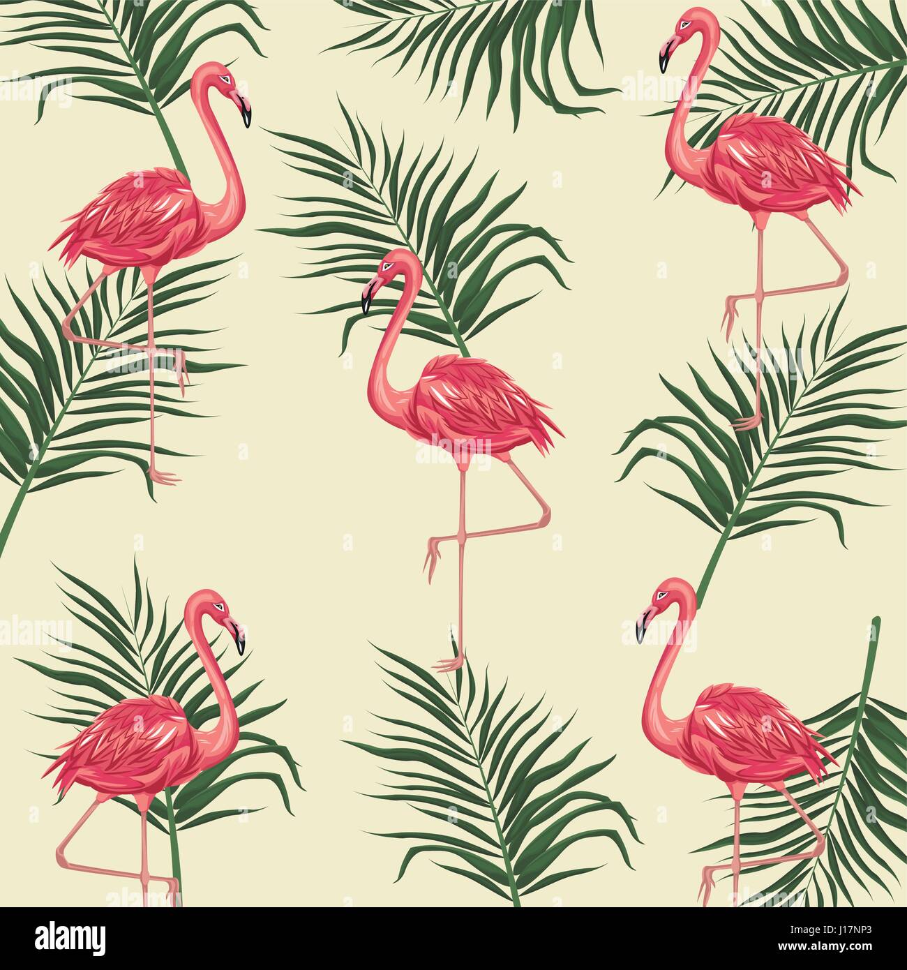 flamingo leaves palm exotic tropical Stock Vector Image & Art - Alamy