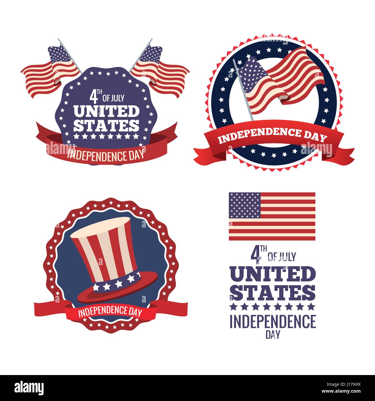united states independence day labels collection Stock Vector Image ...