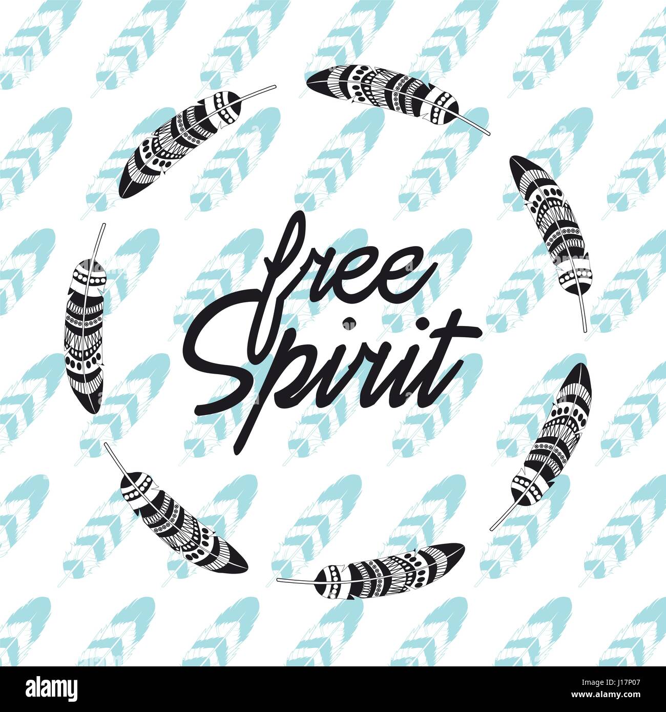 free spirit lettering with feathes stamp Stock Vector Image & Art - Alamy