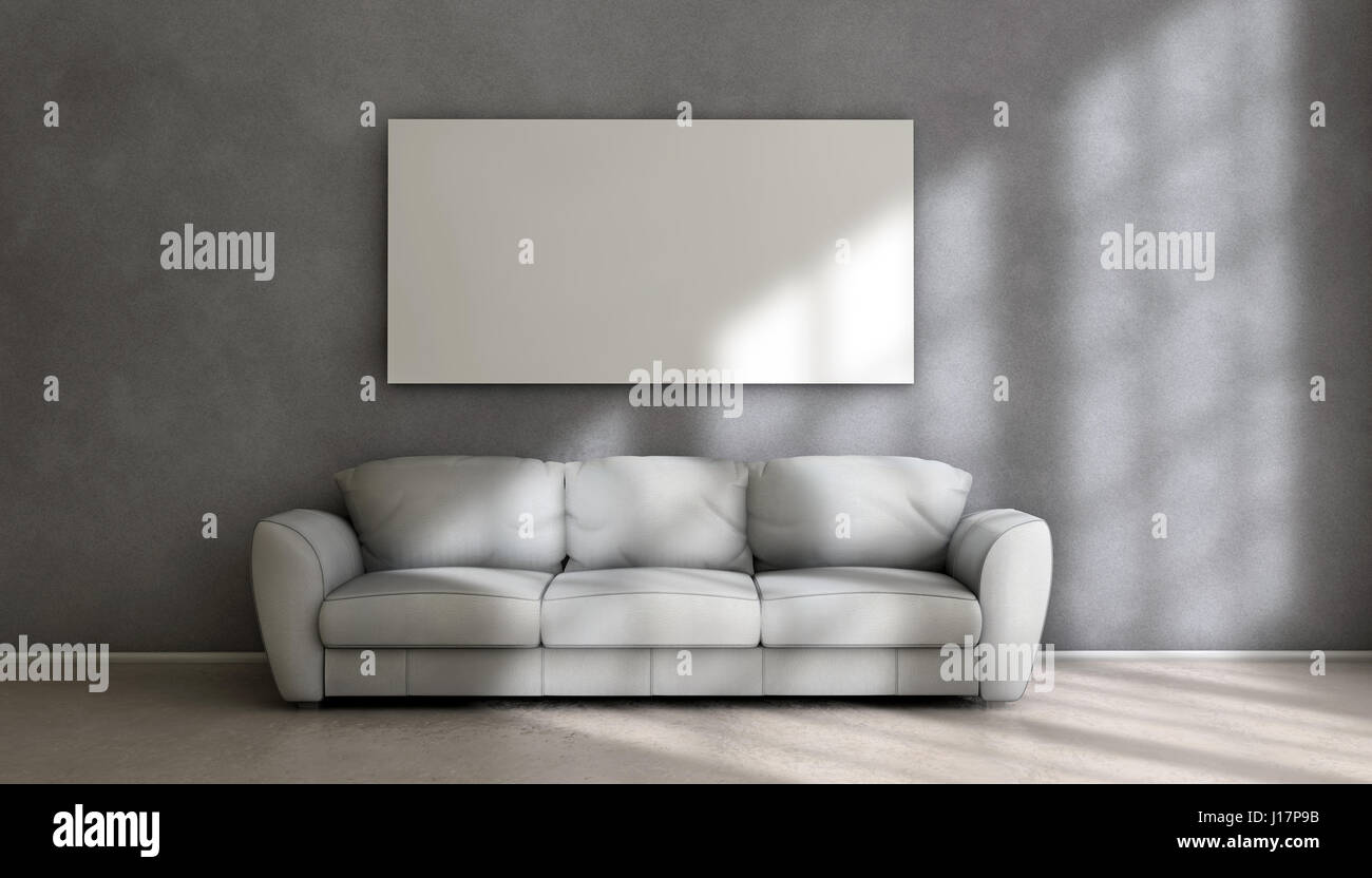 Sofa and white card Stock Photo - Alamy