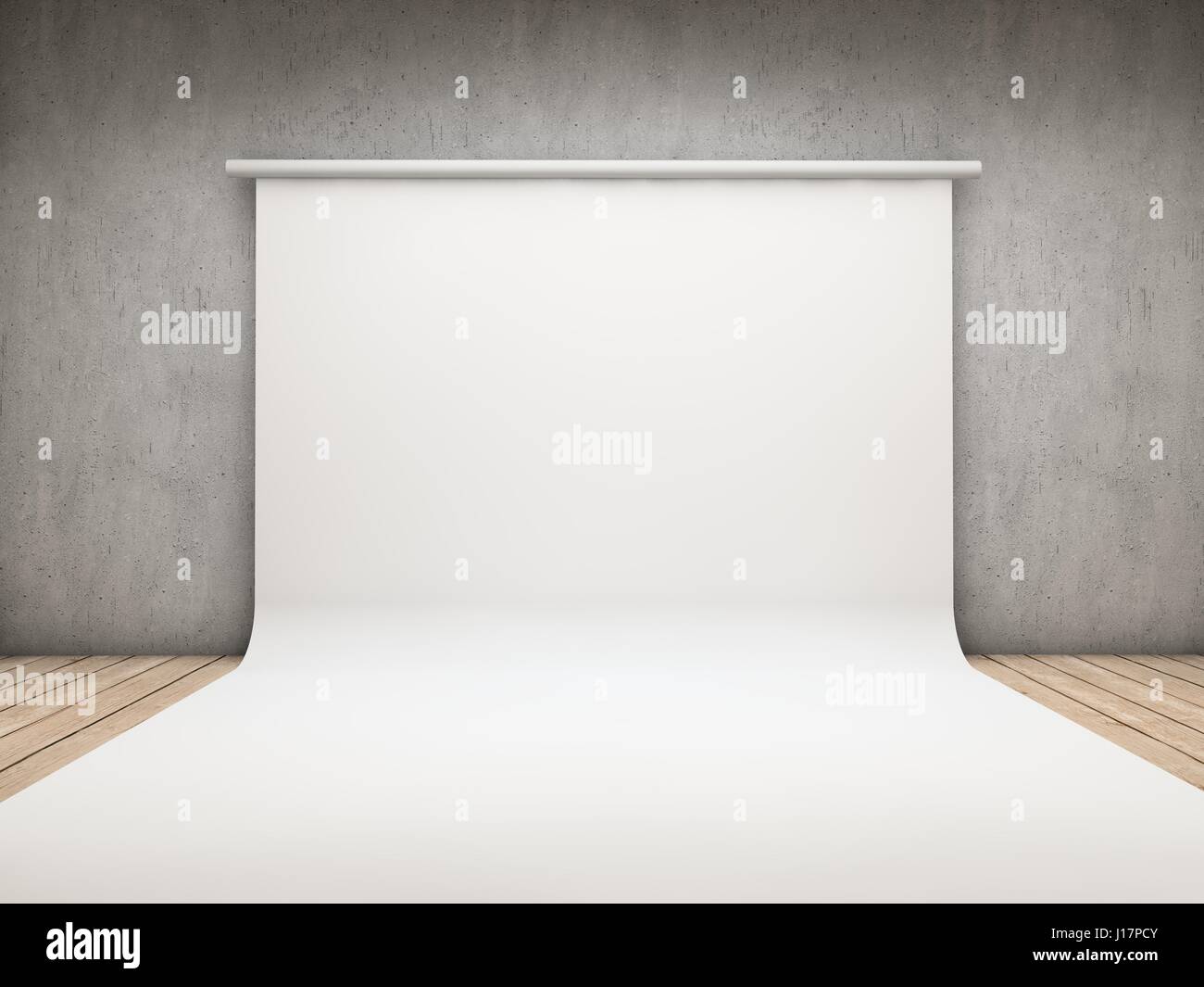 White backdrop on a room 3D illustration Stock Photo - Alamy