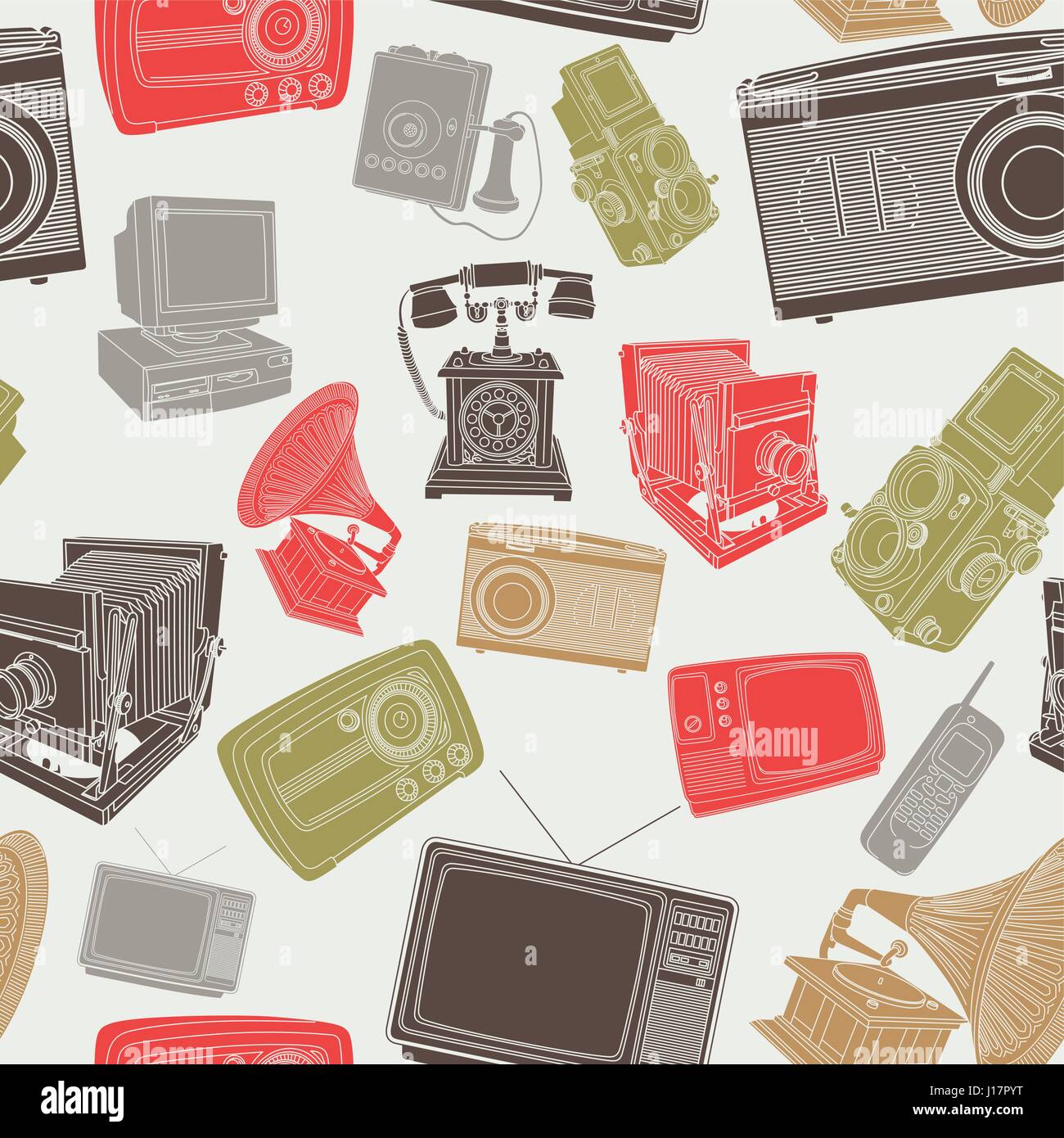 A vector illustration of wallpaper of old electronic items Stock Vector ...
