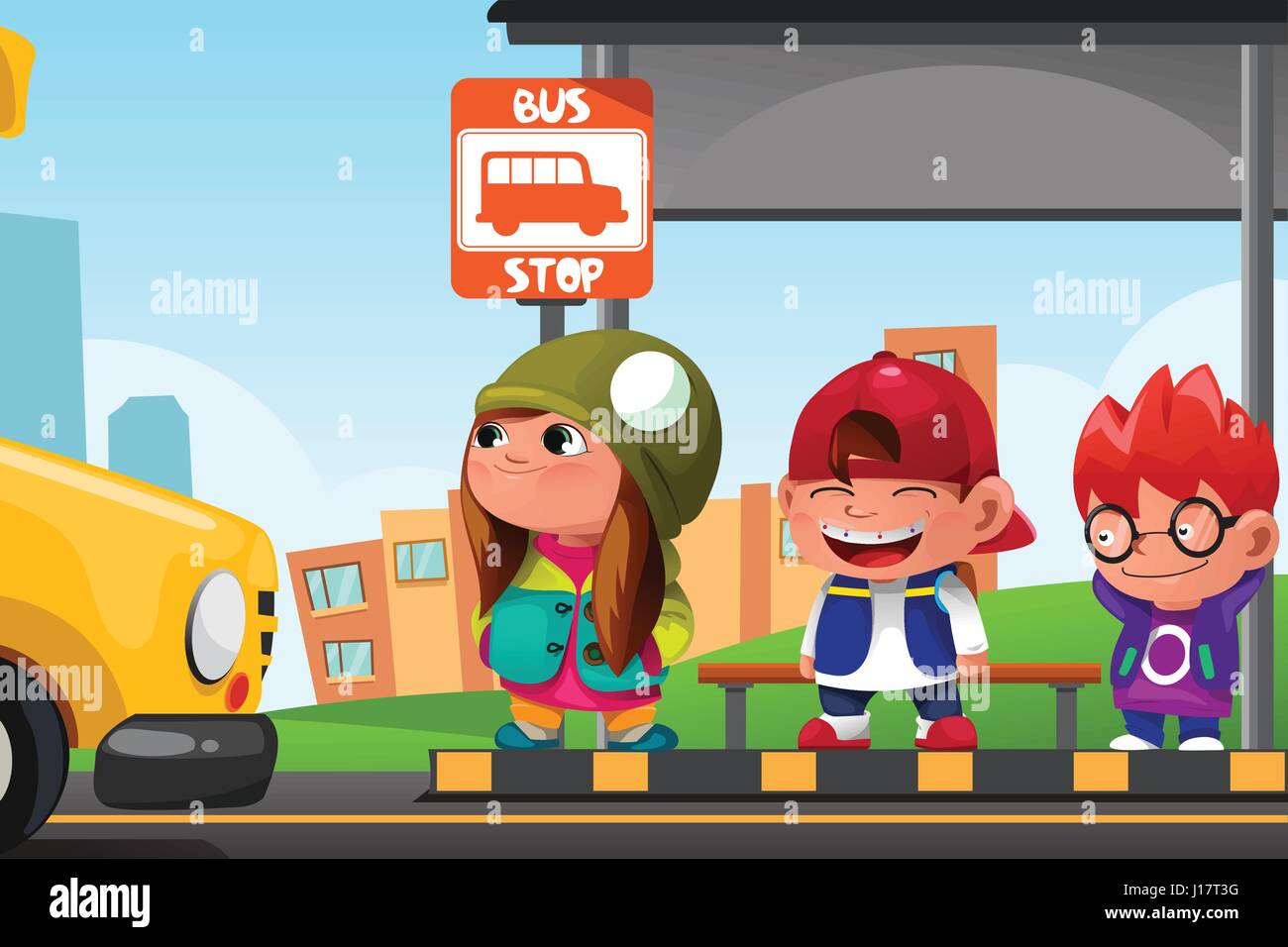 Bus Stand Drawing For Kids