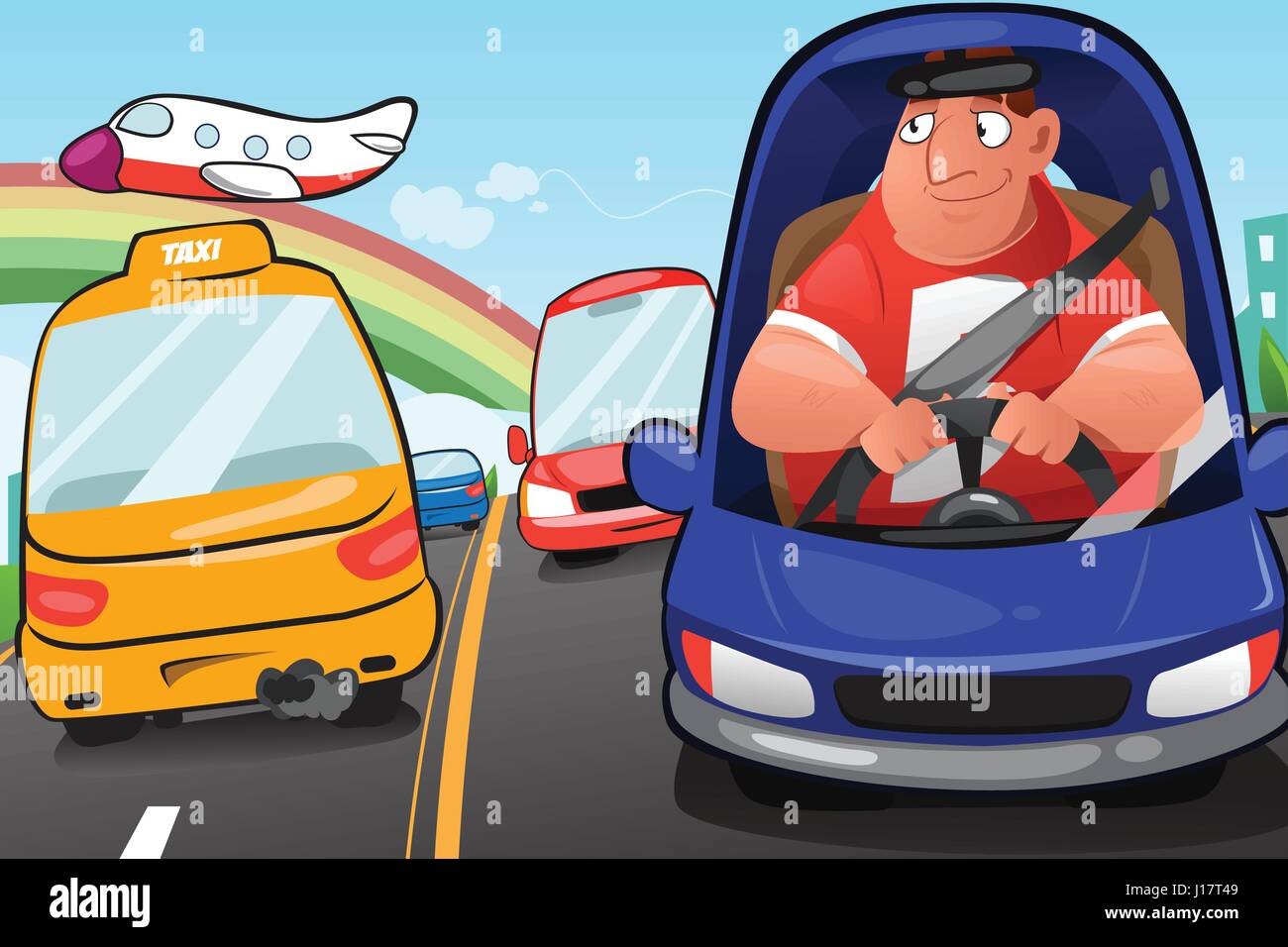 A vector illustration of a man driving a car Stock Vector Image & Art ...