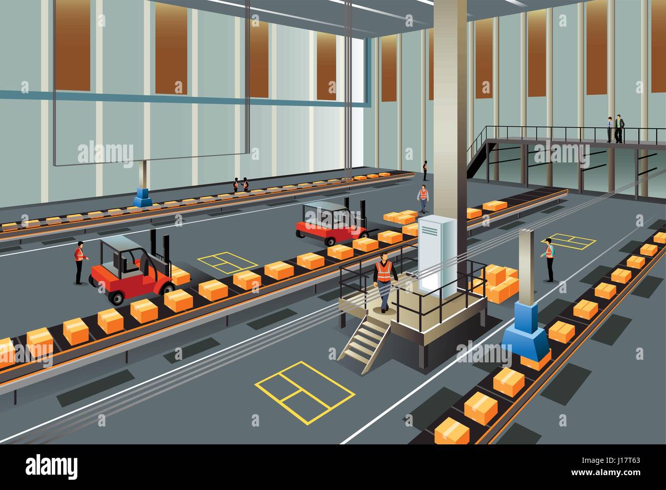 A vector illustration of people working in a warehouse Stock Vector ...