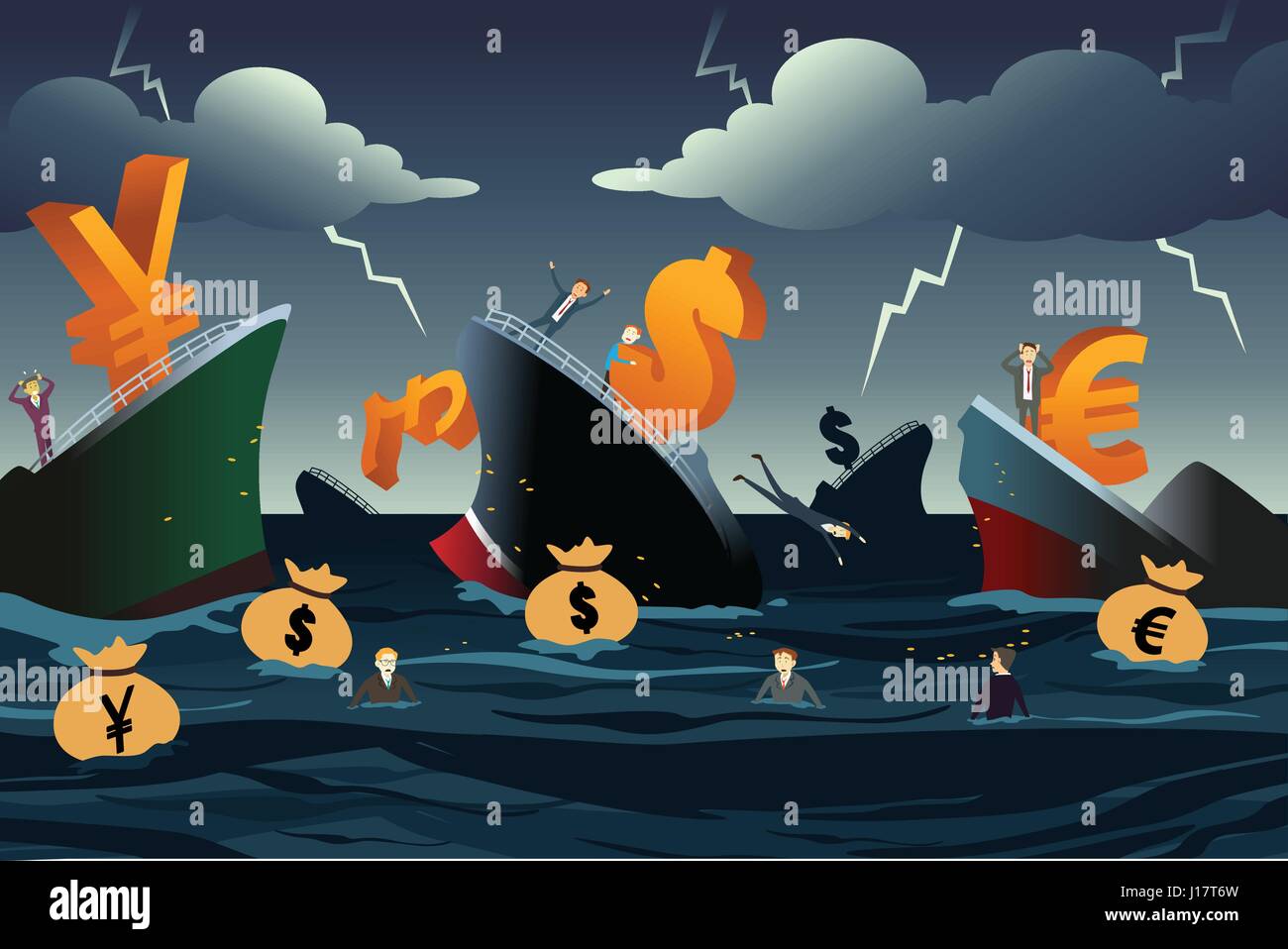 A vector illustration of economic crisis concept Stock Vector Image ...