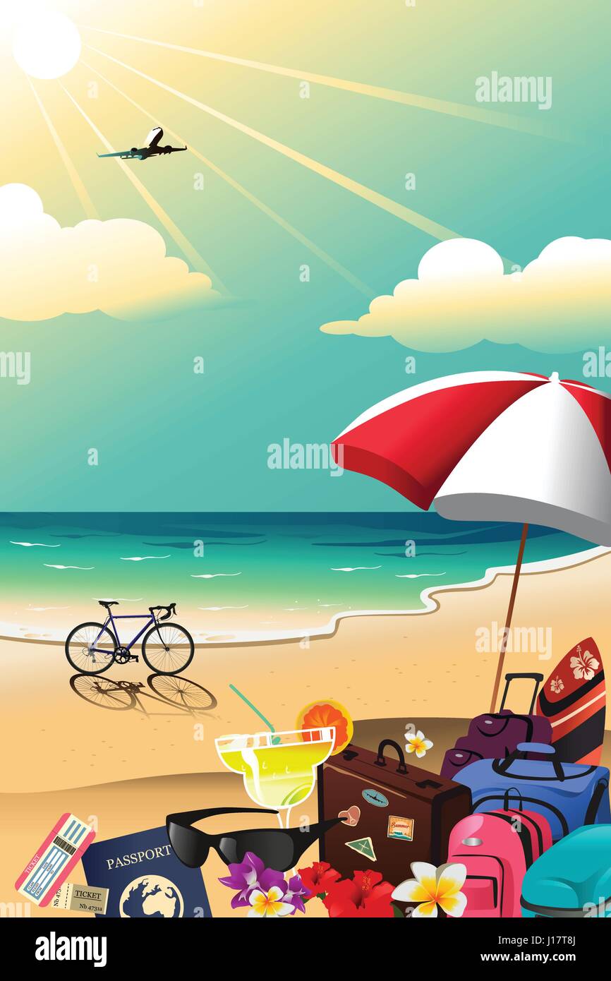 A vector illustration of summer travel poster design Stock Vector Image ...
