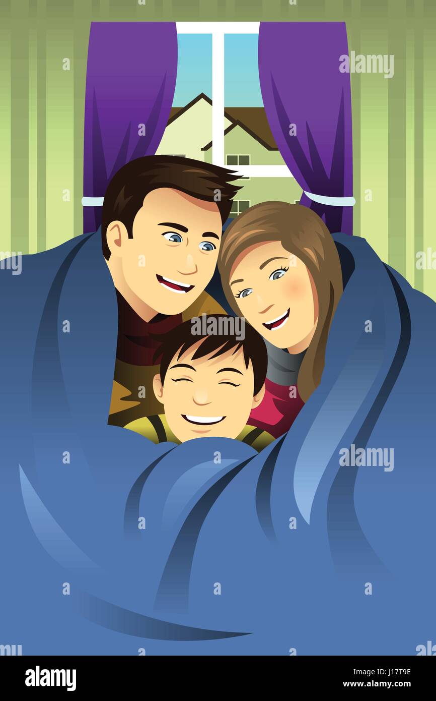 A vector illustration of happy family hugging together Stock Vector ...